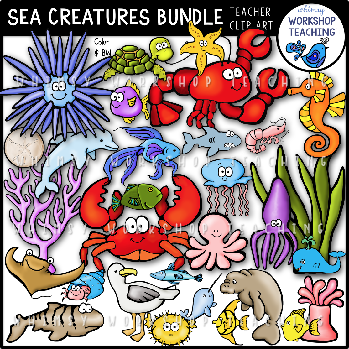 Sea Creatures Clip Art - Whimsy Workshop Teaching