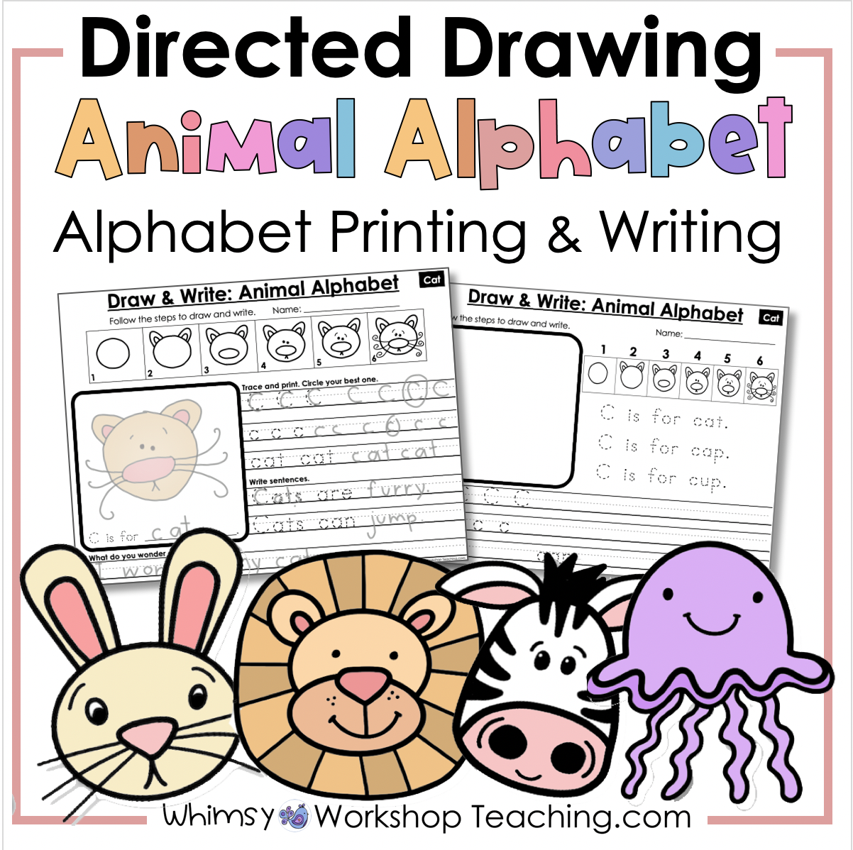 Directed Drawing Animal Alphabet - Differentiated Printing and Writing ...